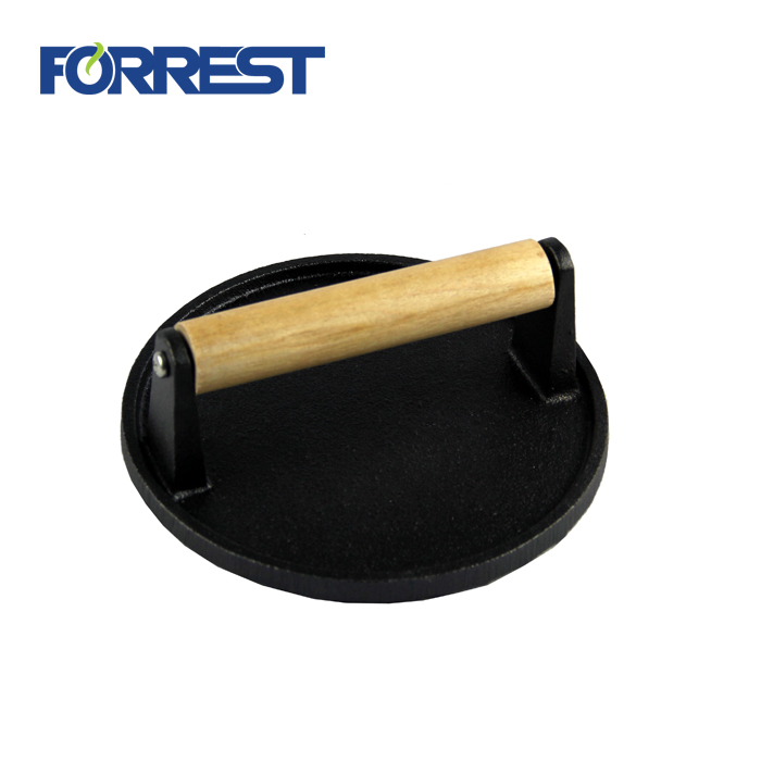 China Cast Iron Steak Weight Press with wood handle cast iron grill ...